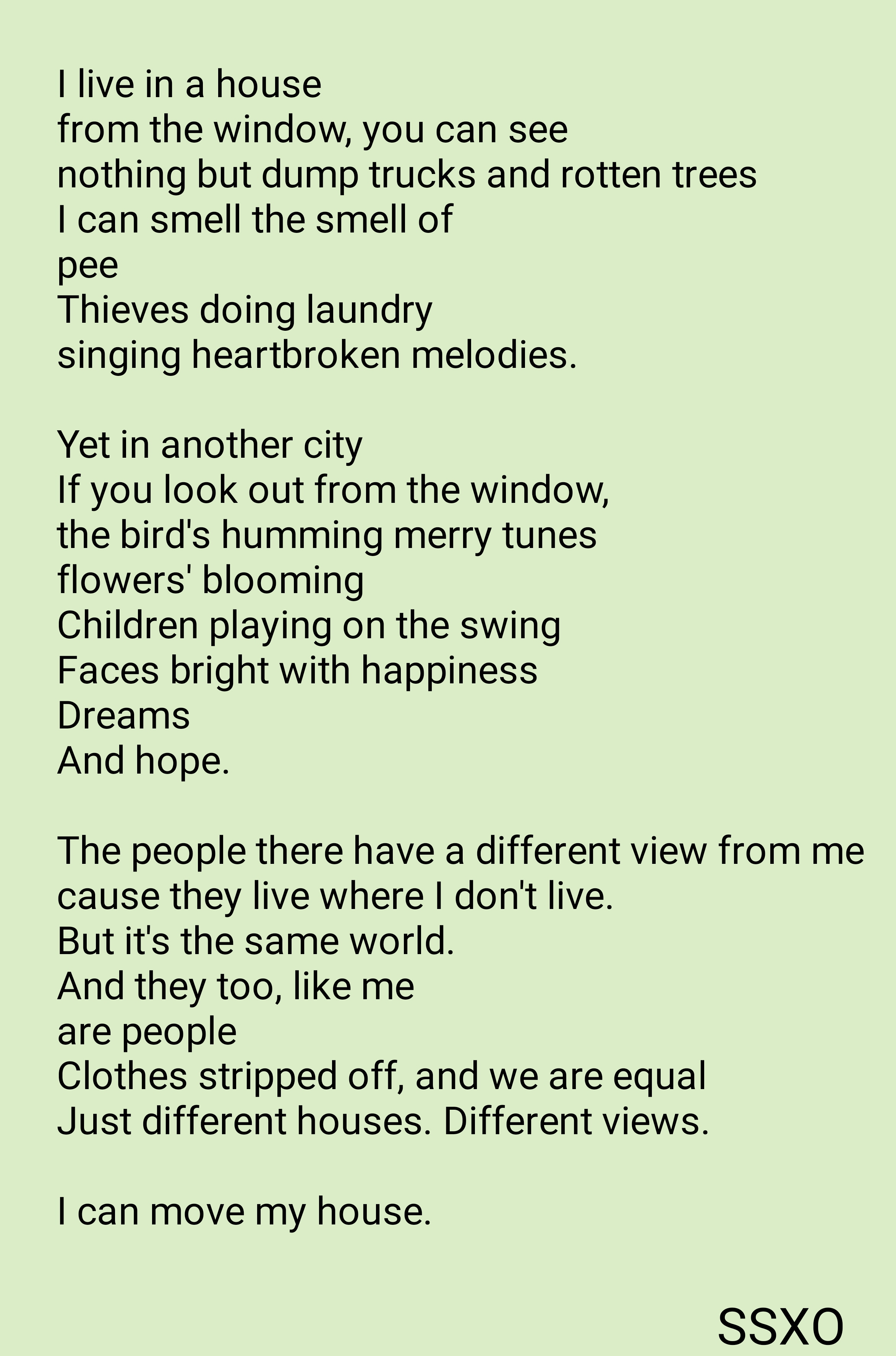Different views – poem at nine